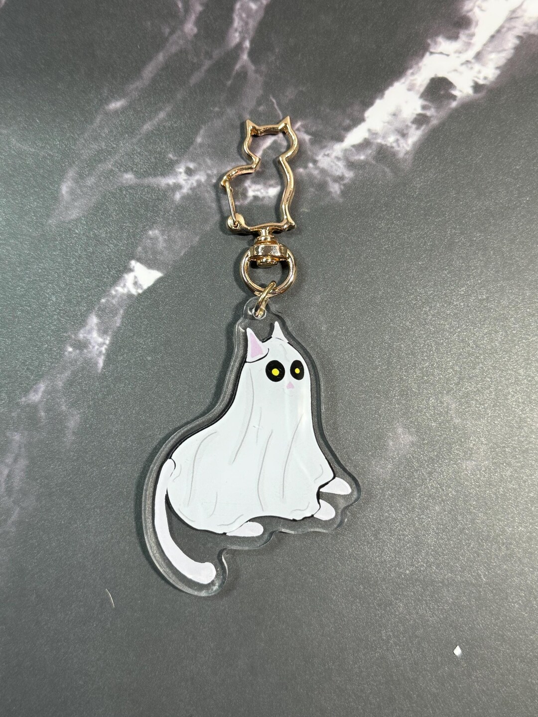 2.5 White Ghost Cat Keychain / White Cat / Bag Keychain / Cat Keychain ...