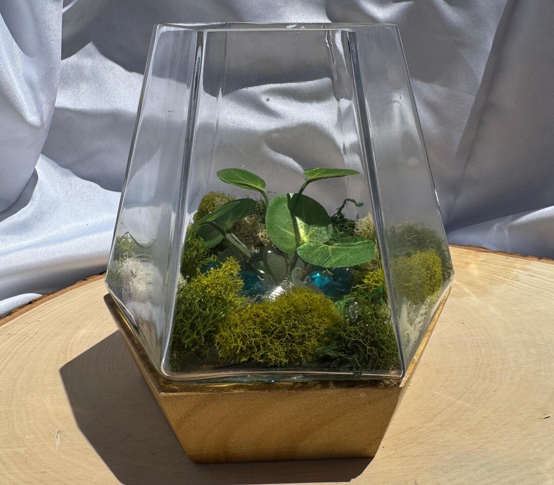Swan Lake Terrarium - Faux Foliage Terrarium - Fake Plant Terrarium ...