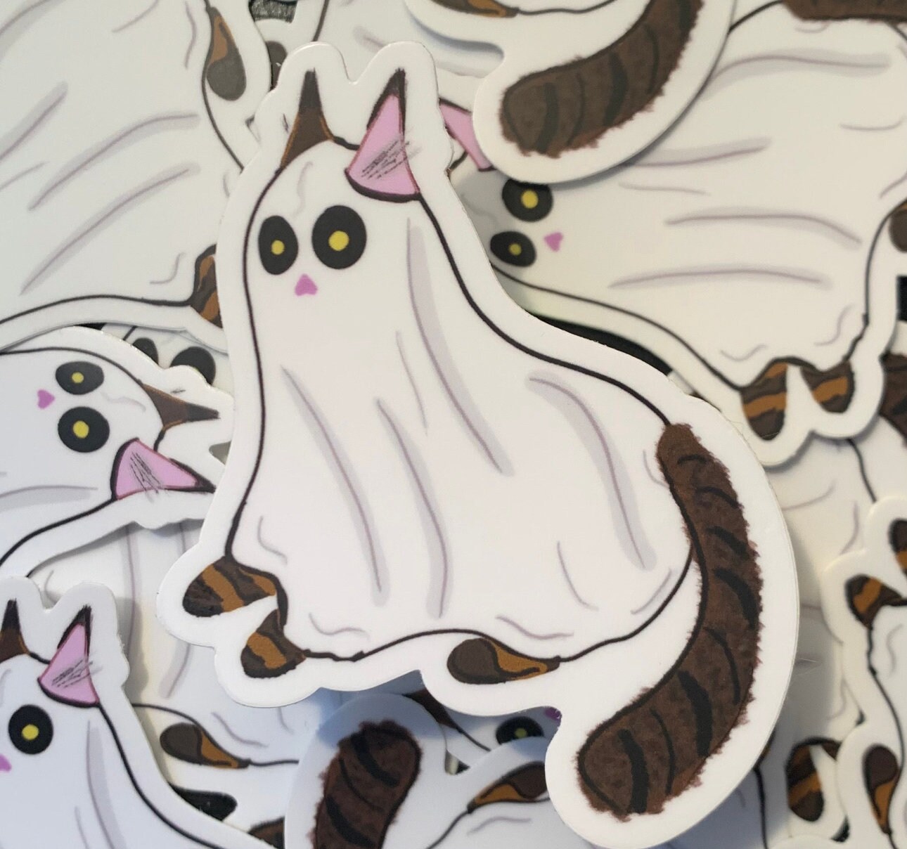 Ghost Cat Pin & Stickers Maine Coon Cat Acrylic Pin - Etsy
