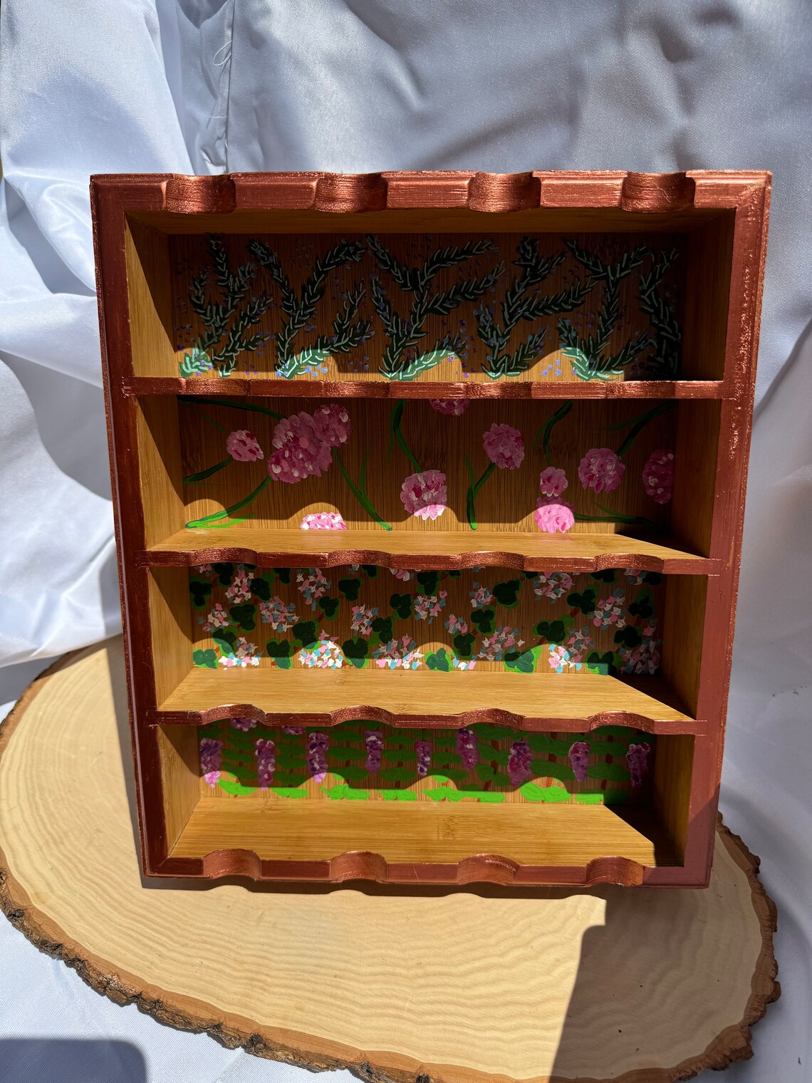 Display Shelf Spice Rack Hand Painted With 4 Garden Herb Flowers ...