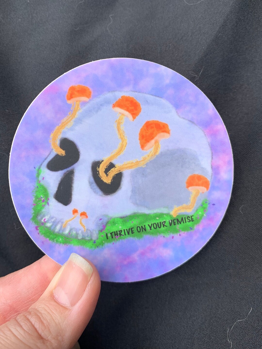 Thrive Mushroom Skull Sticker 3in Round , Scratch Resistant , Water ...