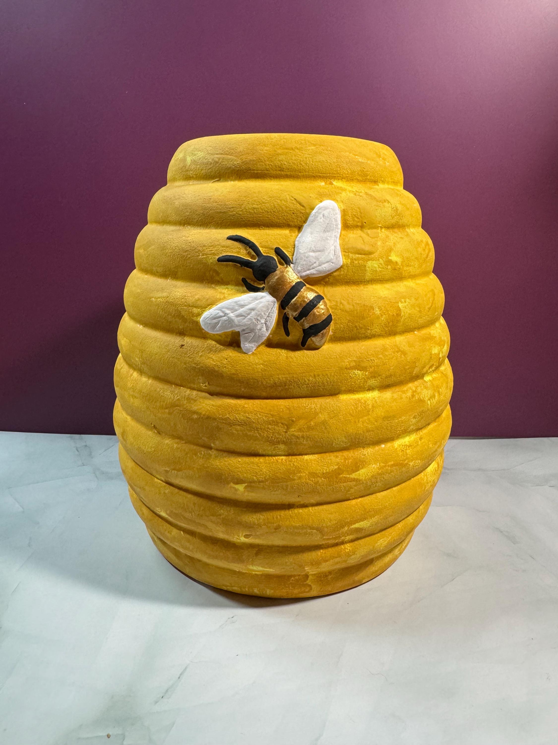 Hand-painted Ceramic Beehive Vase, Bee-themed Decorative Vase ...