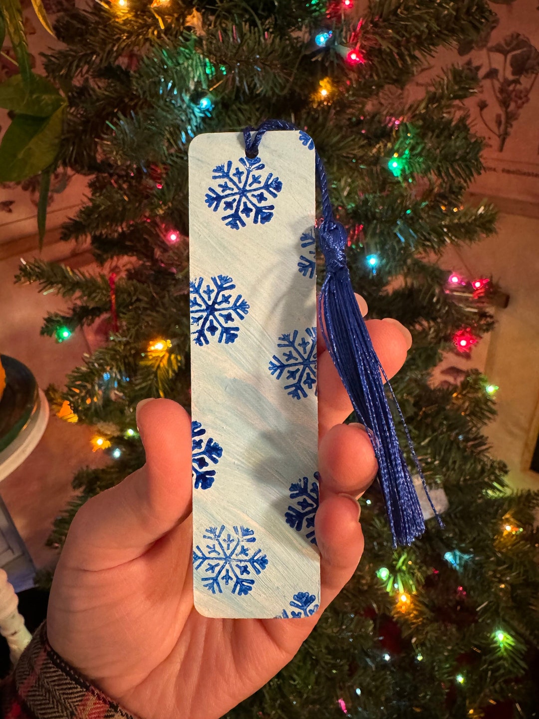 Let It Snow Snowflake Bookmark , Wood , Hand Painted Winter Reading ...