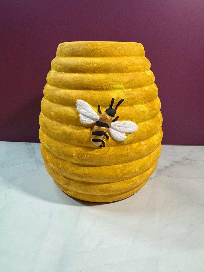 Hand-painted Ceramic Beehive Vase, Bee-themed Decorative Vase ...