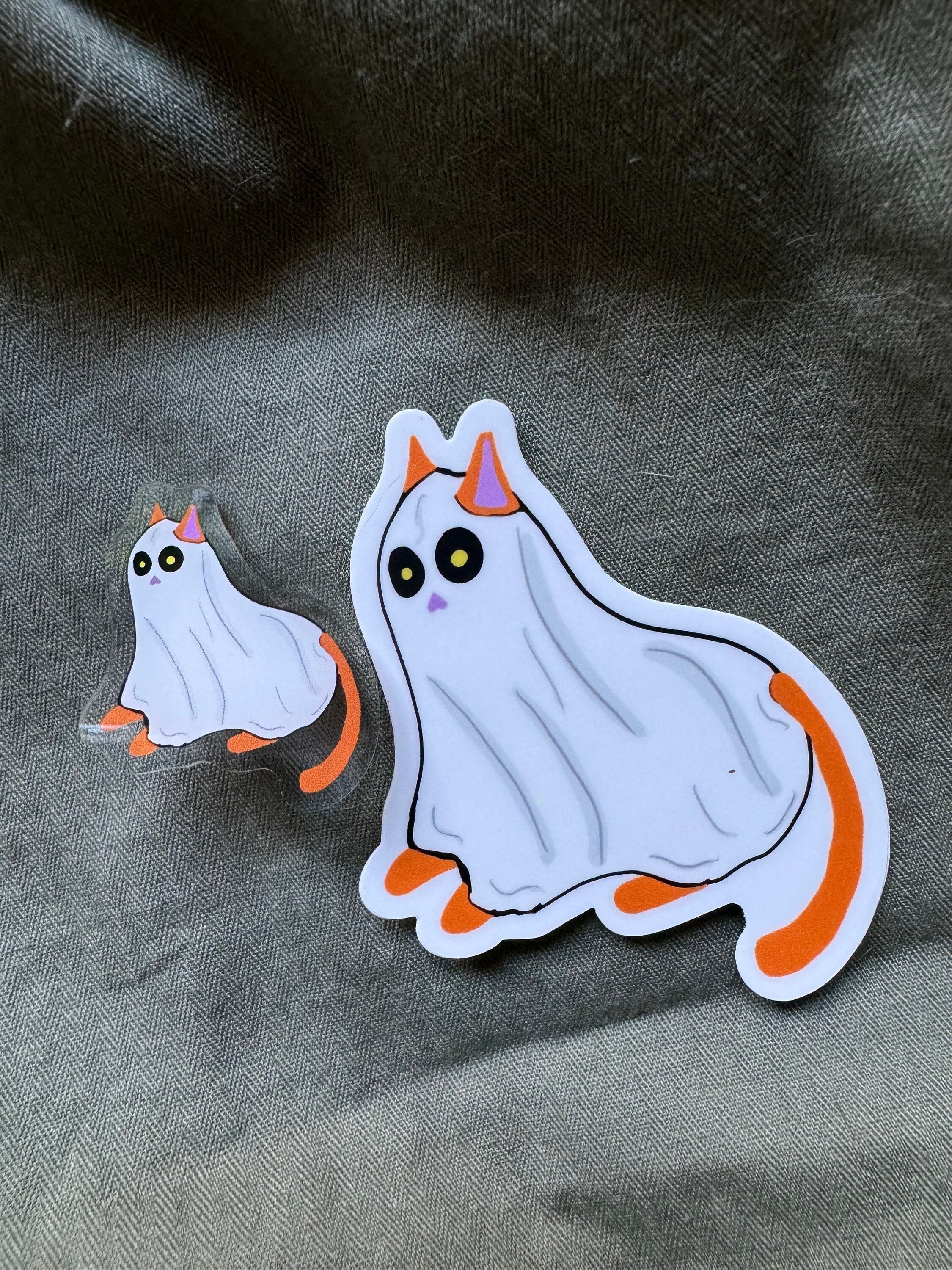 Ghost Cat Pin & Stickers Orange Cat Acrylic Pin - Etsy