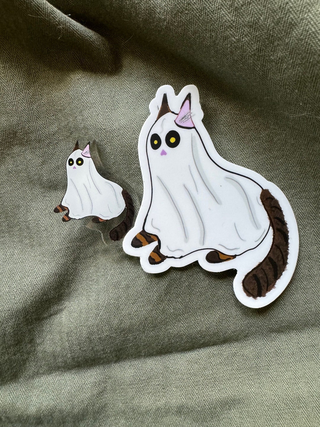 Ghost Cat Pin & Stickers Maine Coon Cat Acrylic Pin - Etsy