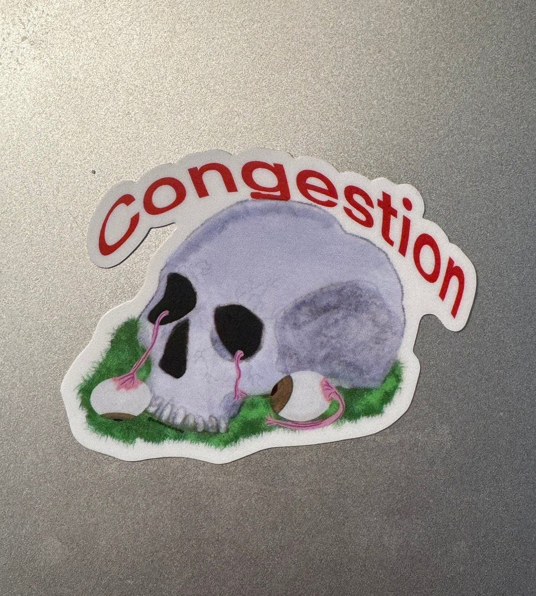 Congestion Vinyl Sticker, Eye Popping Skull Sticker, Head Congestion ...