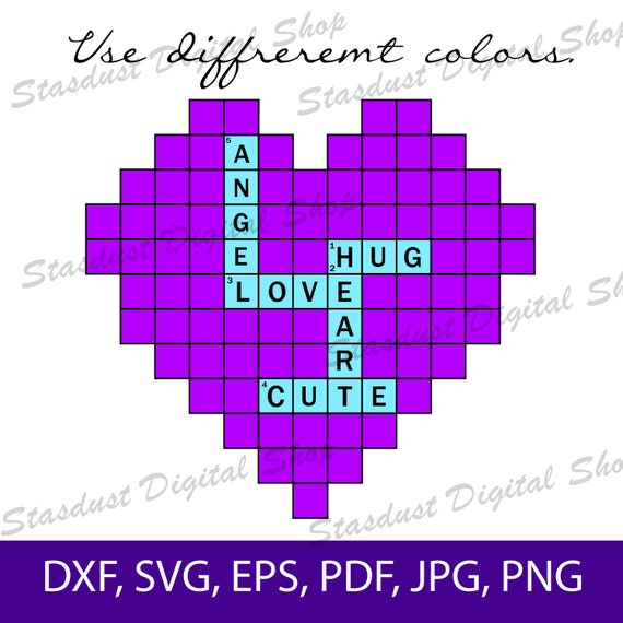 Customizable Crossword Heart SVG | Etsy