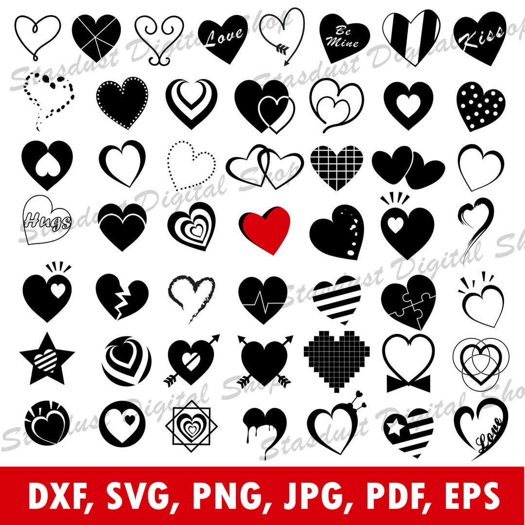 50 Hearts SVG - Etsy