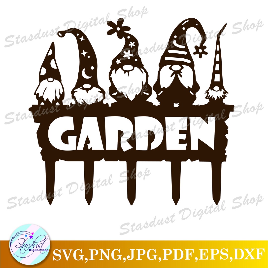 Garden Gnome Stake Sign and Name Frame SVG - Etsy