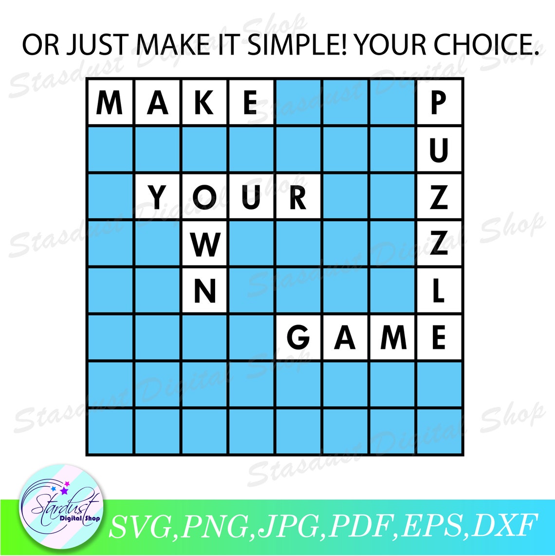 Customizable Crossword 8x8 SVG | Etsy