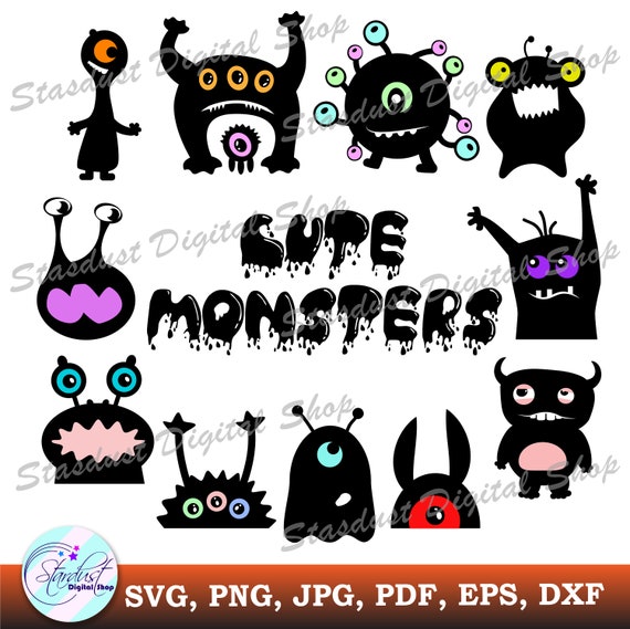 Cute Monster Bundle SVG - Etsy