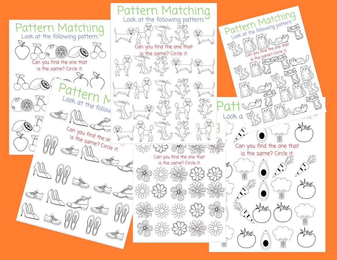 6 pattern Matching Pre K Printables - Etsy