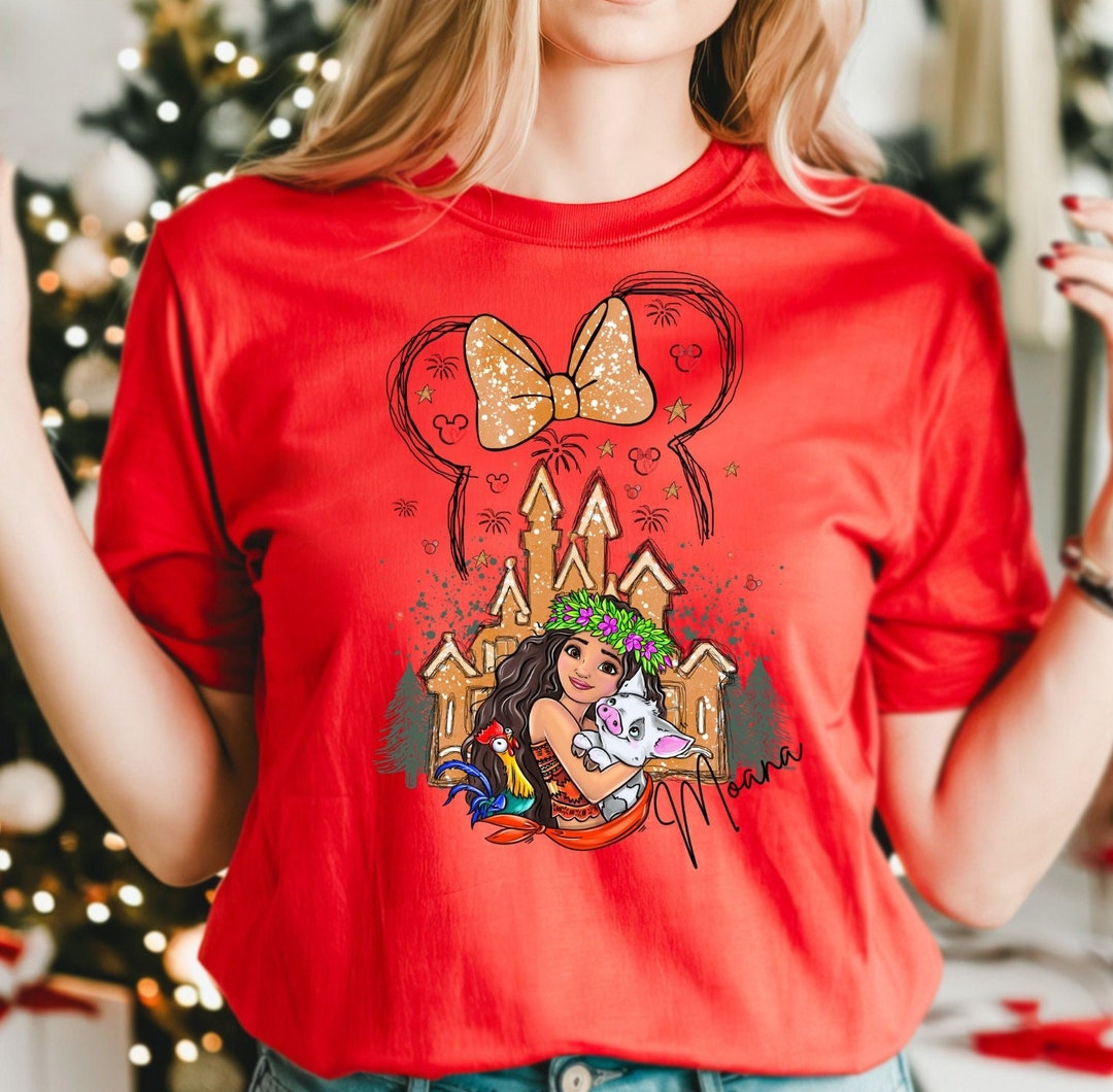 Christmas Moana Ginger Bread Minnie Bow Shirt, Disney Princess Moana 2 ...