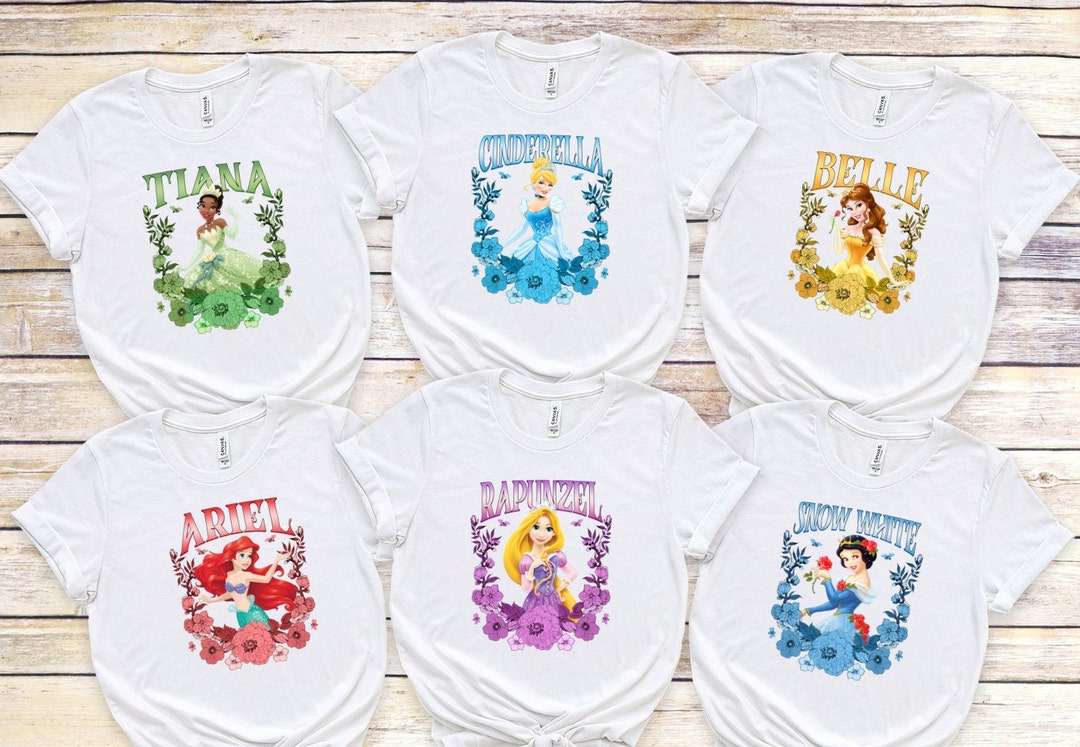Disney Princess With Flowers Matching Kids Shirt, Princess Girl Dress ...