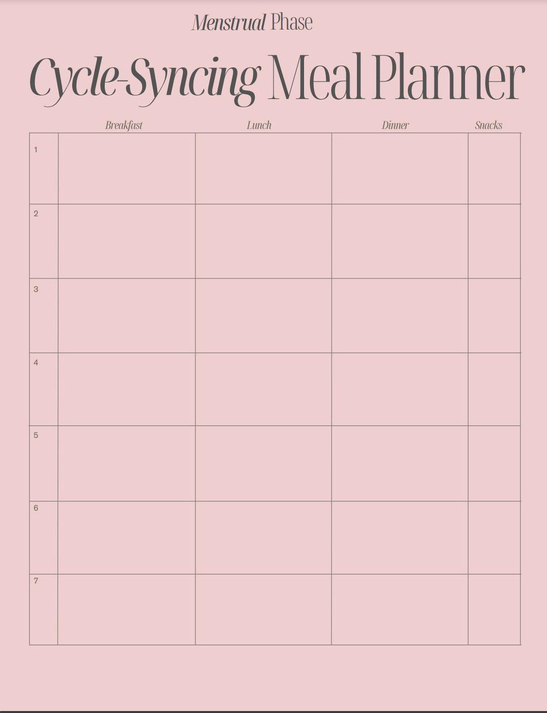 Cycle Syncing Meal Planner & Guide - Etsy