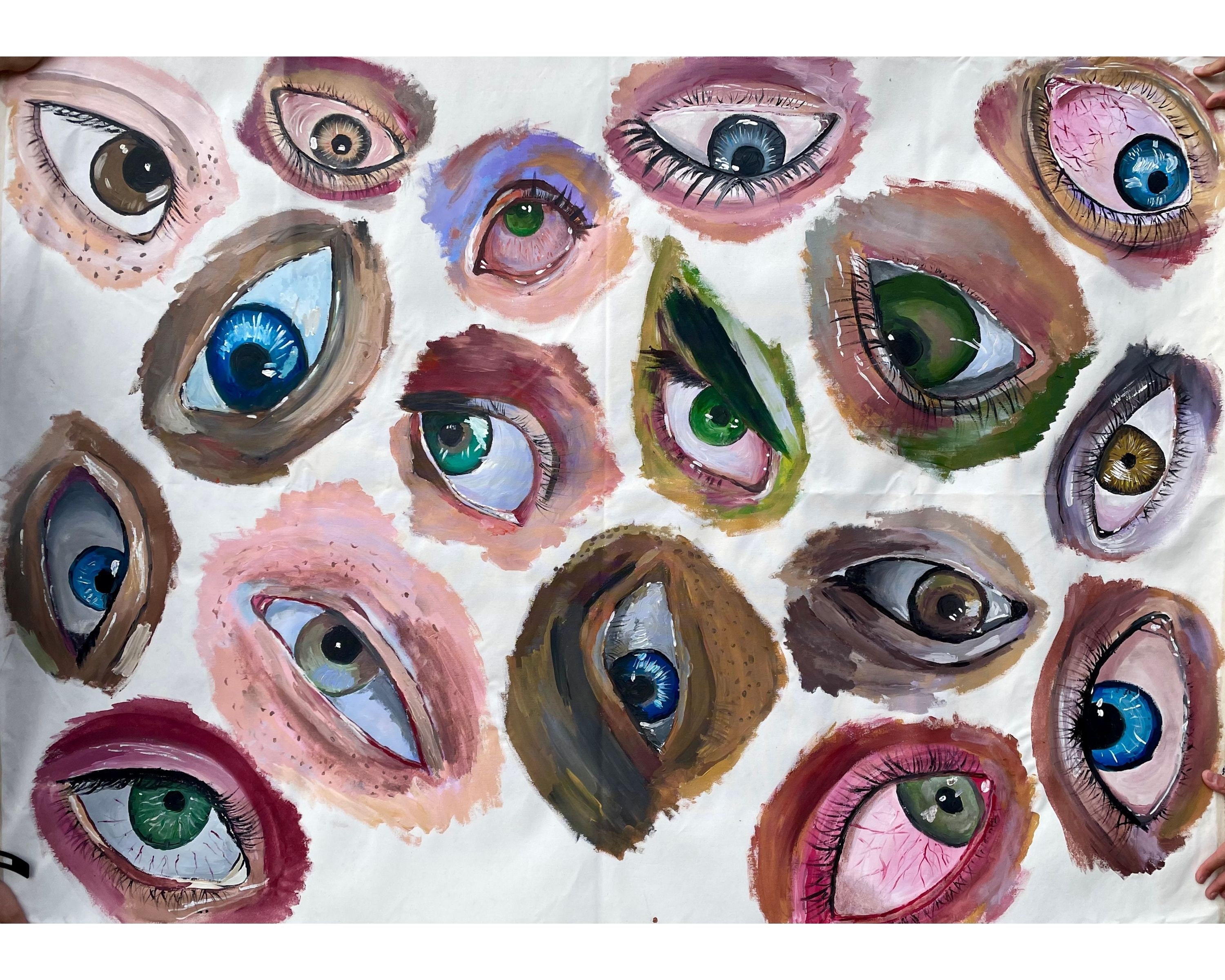 Große All Over Eyes Malerei Multi Eyes Acryl-Malerei | Etsy