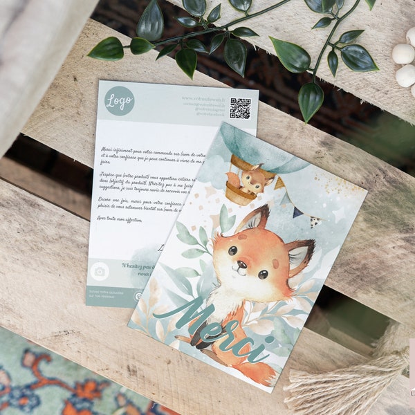 Fox Thank You Card - Etsy