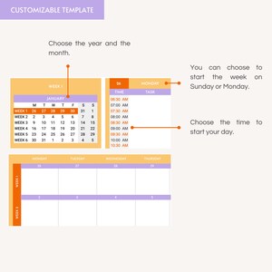2023 Calendar Google Sheets Spreadsheet Planner Daily Schedule Template ...