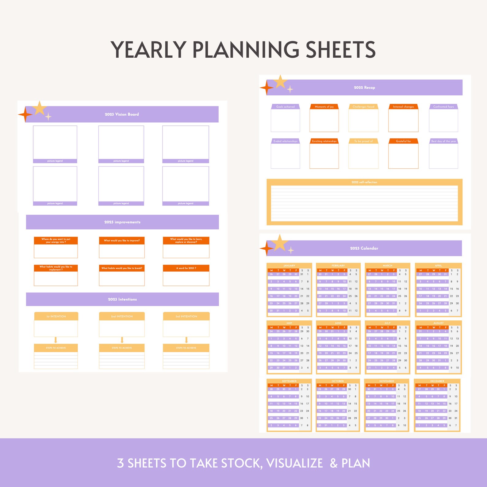2023 Calendar Google Sheets Spreadsheet Planner Daily Schedule Template ...