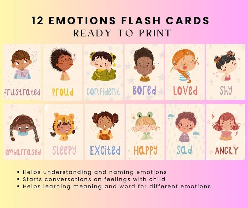 Printable Emotions Flashcards for Kids – Feelings Chart & Emotion ...