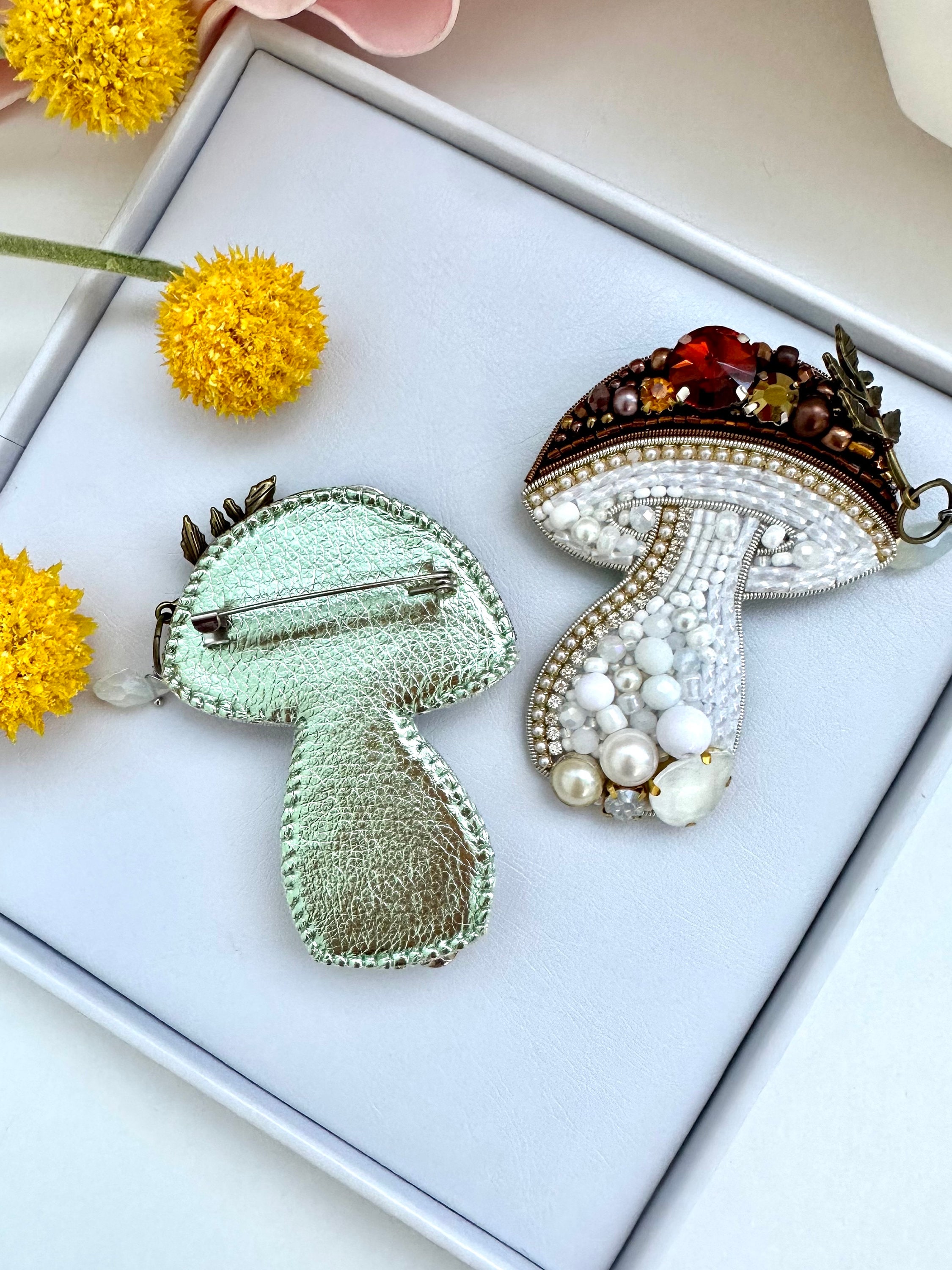 Hand-embroidered Brooch Forest Mushroom Handmade Designer Pin Brooch ...