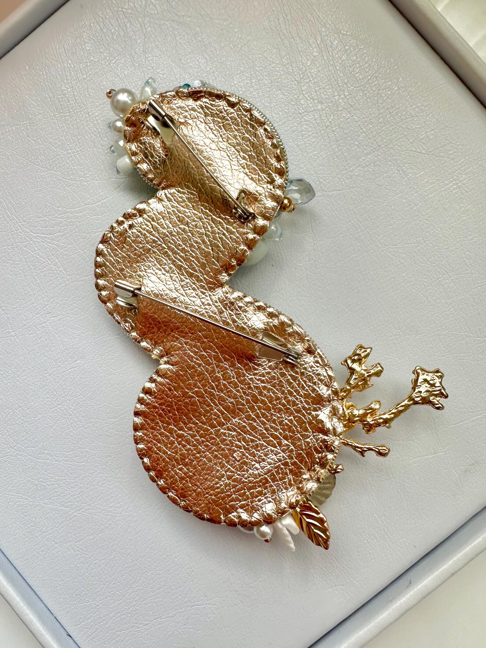 Handmade Beaded Wave Brooch: Ocean-inspired Gold Turquoise Jewelry - Etsy
