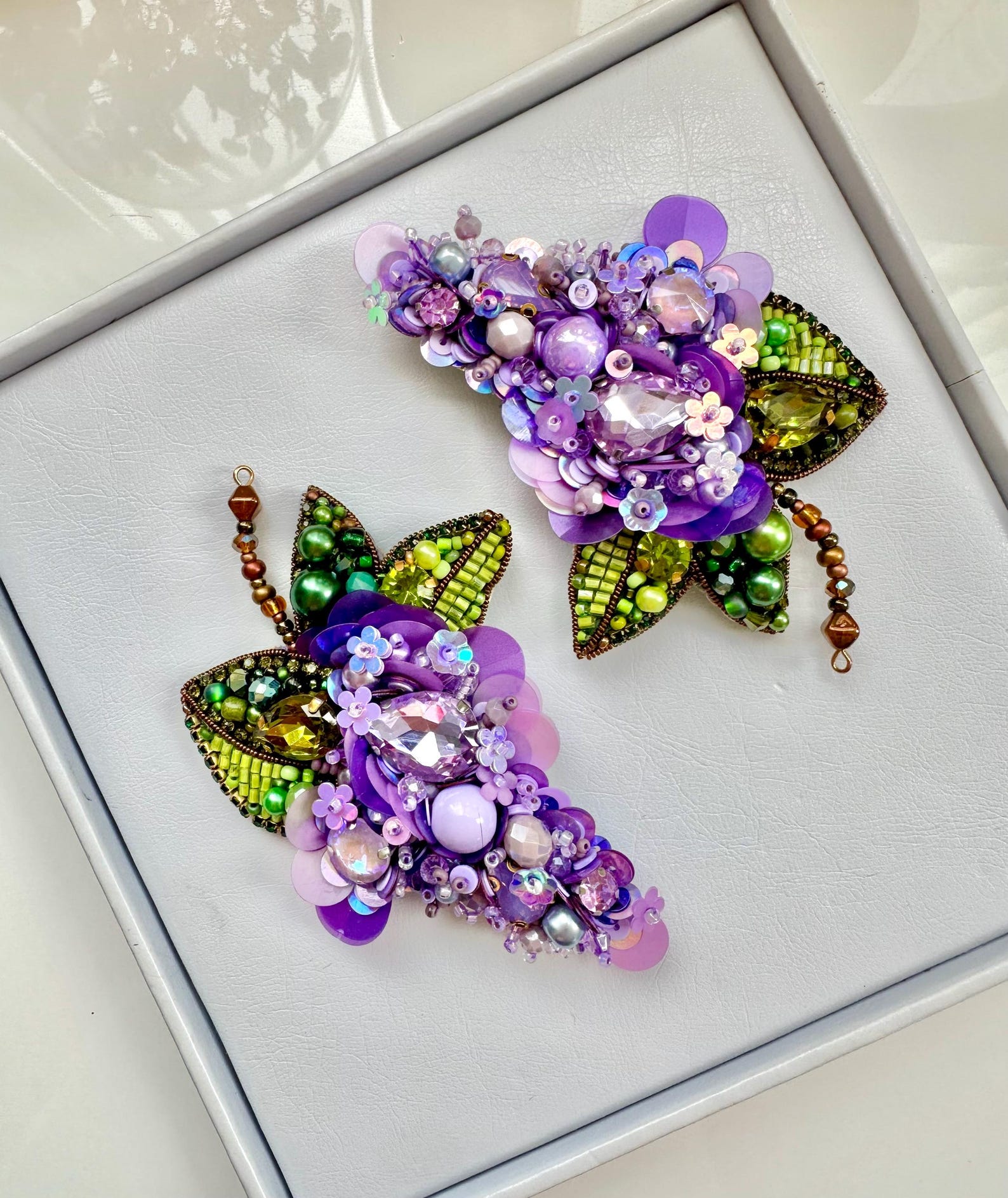 Handmade Beaded Lilac Brooch: Designer Floral Accessory - Etsy