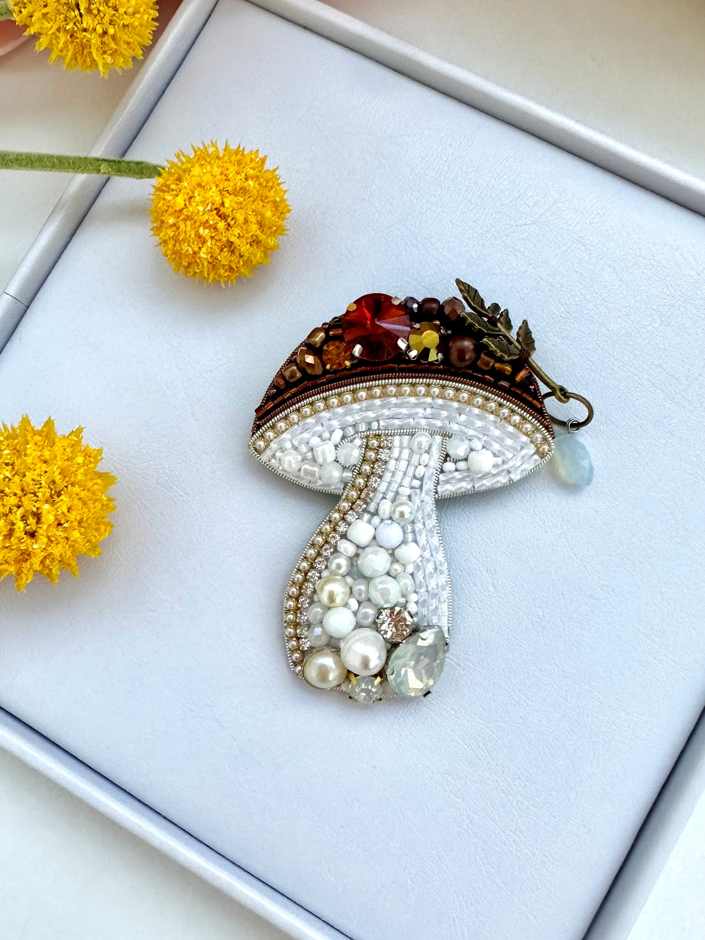 Hand-embroidered Brooch Forest Mushroom Handmade Designer Pin Brooch ...