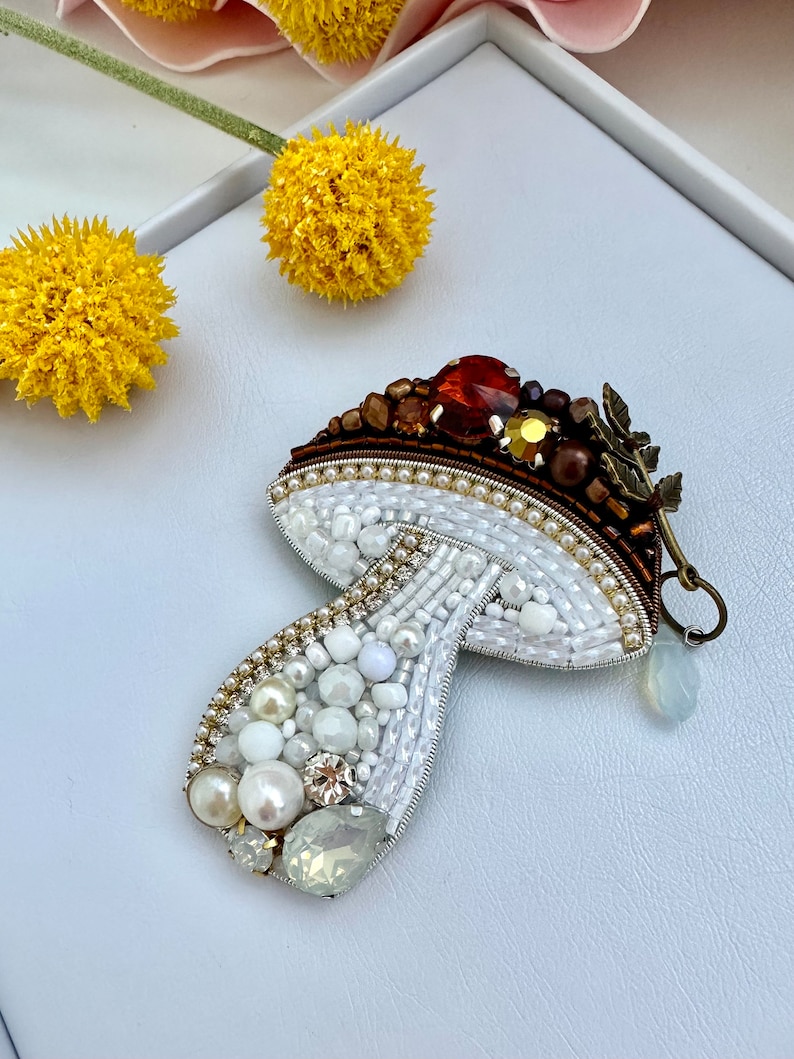 Hand-embroidered Brooch Forest Mushroom Handmade Designer Pin Brooch ...
