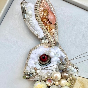 Beaded Brooches white Rabbit. Handmade Designer Brooch. High Quality ...