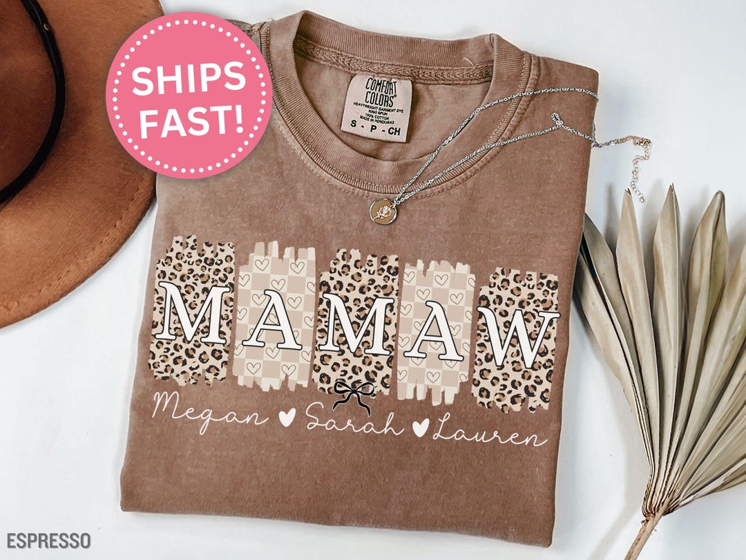 Personalized Mamaw Shirt, Custom Cheetah Mamaw T-shirt Gift for Mother ...