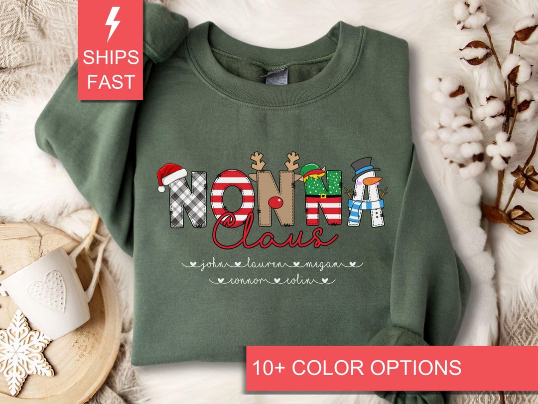 Personalized Nonna Claus Sweatshirt, Custom Nonna Claus Christmas ...