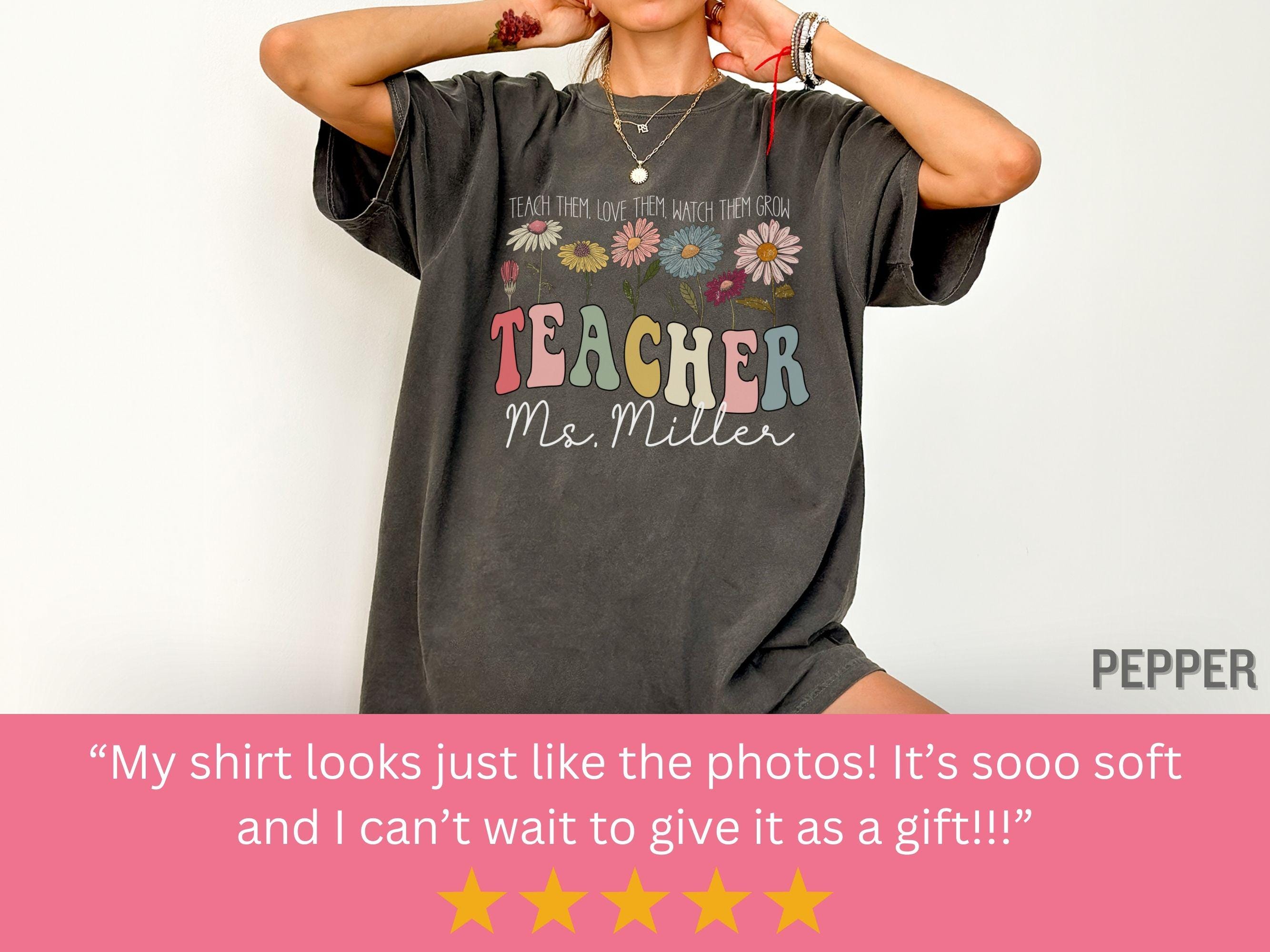 Custom Teacher Name Shirt, Personalized Retro Comfort Colors Teacher ...