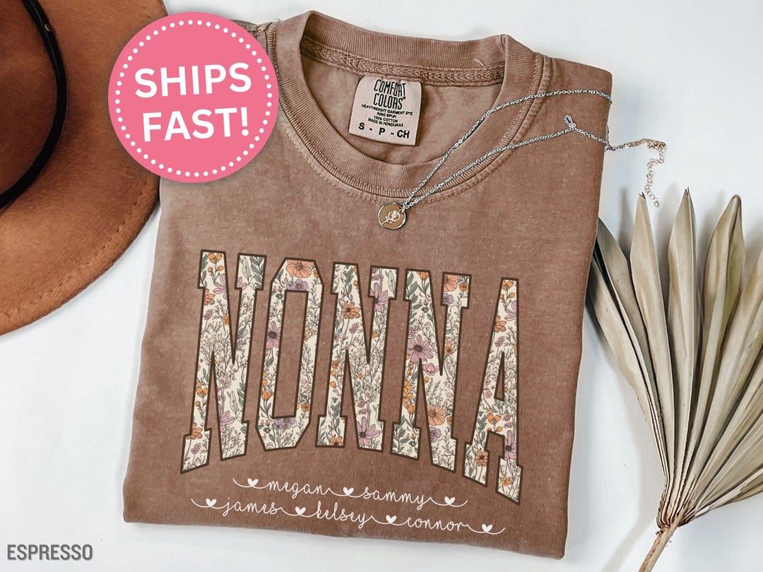 Personalized Nonna Shirt, Custom Floral Nonna T-shirt Gift for Mother's Day Nonna Tee Grandkid's ...