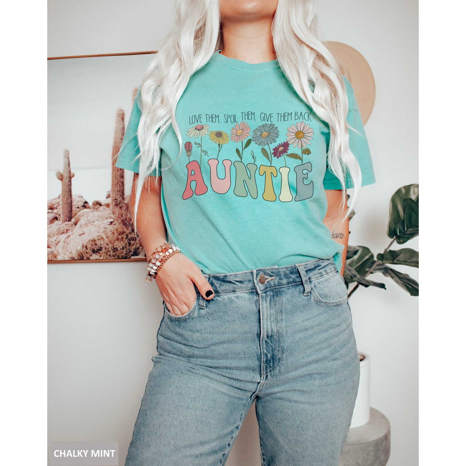 Retro Auntie Shirt, Vintage Flower Comfort Colors Auntie Tee, Love Them ...