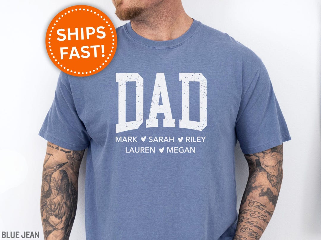 Personalized Dad Shirt, Dad Custom Shirt for Dad With Kids Names for ...