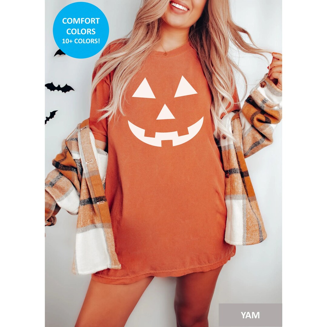 Comfort Colors Pumpkin Face T Shirt, Pumpkin Face Comfort Colors Tee ...