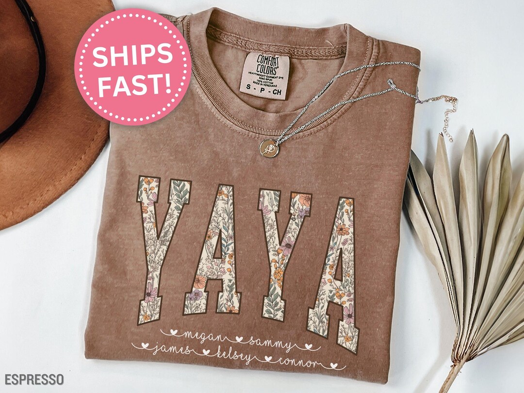 Personalized Yaya Shirt, Custom Floral Yaya T-shirt Gift for Mother's ...