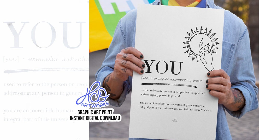 YOU Definition Print: Minimalist Inspirational Wall Art (digital ...