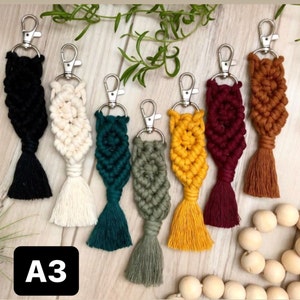 Macrame Keychain Boho Keychain Macrame Twisted Keychain - Etsy