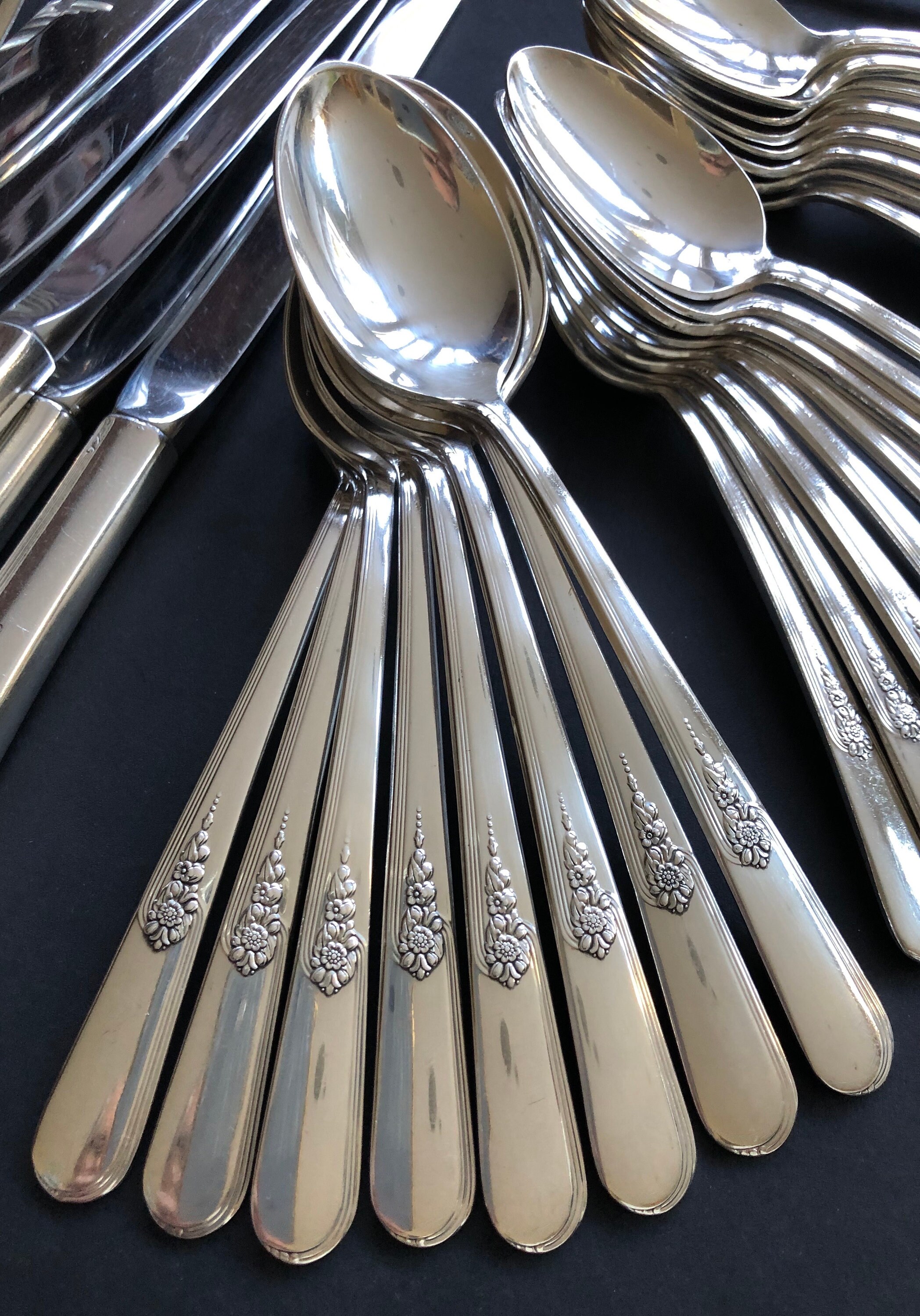 Silver Plated Flatware Set for 8 by Holmes & Edwards Inlaid in Youth ...
