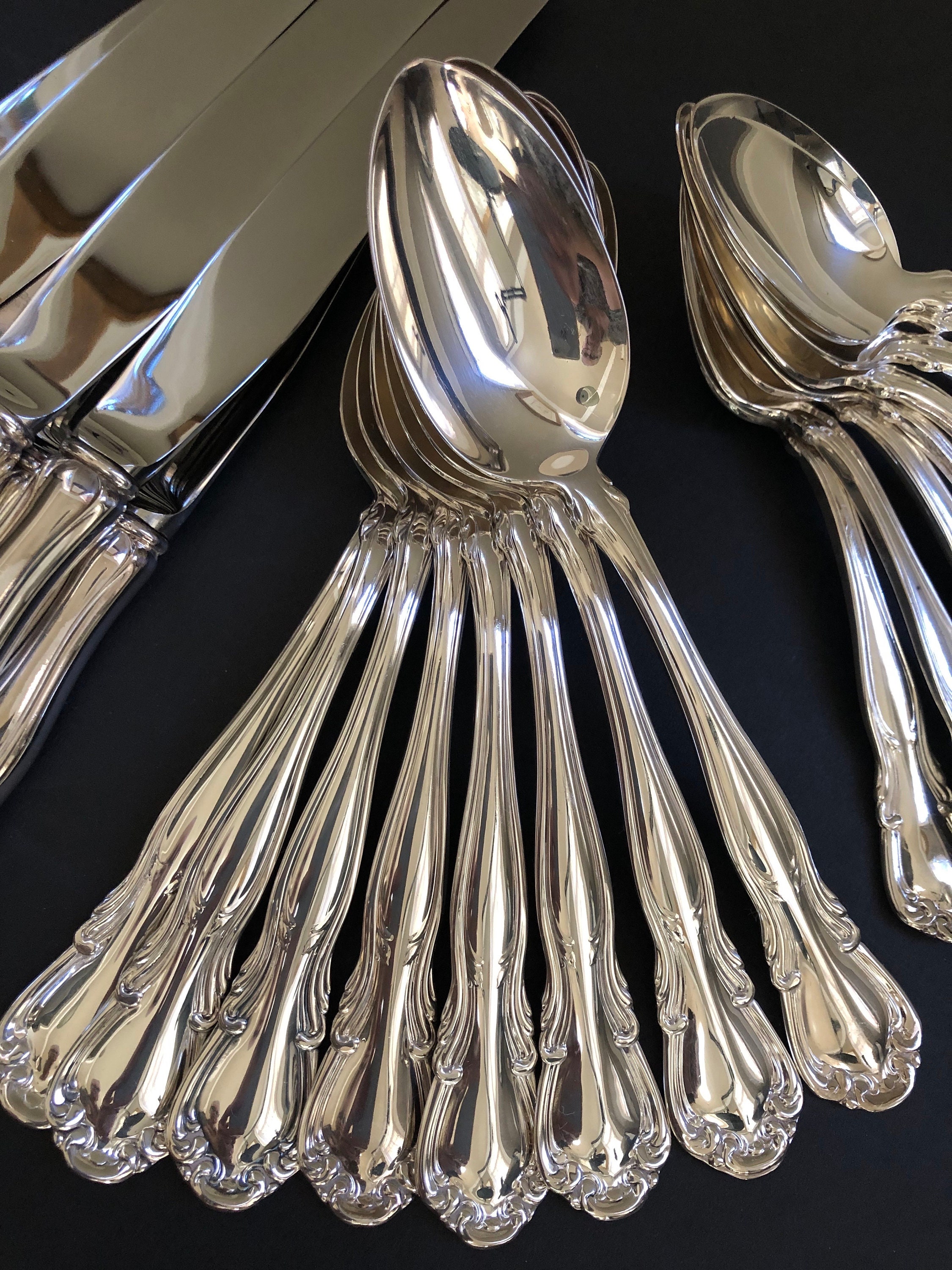 Vintage Silver Plated Flatware Sets for 8, Haddon Plate by Mcglashan ...