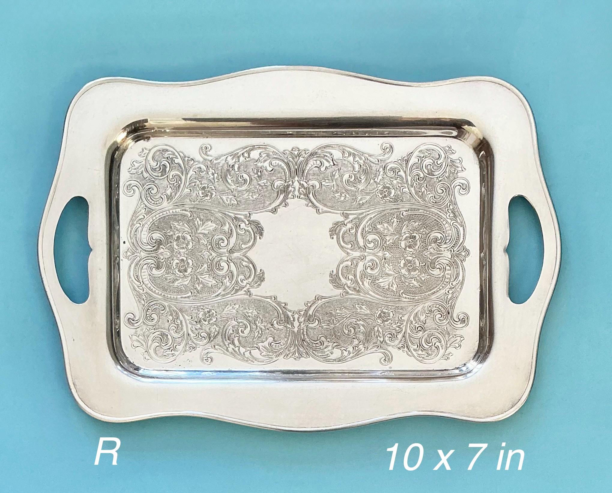 Vintage Small Silver Plated Serving Tray. Ornate Silverware. Priced ...