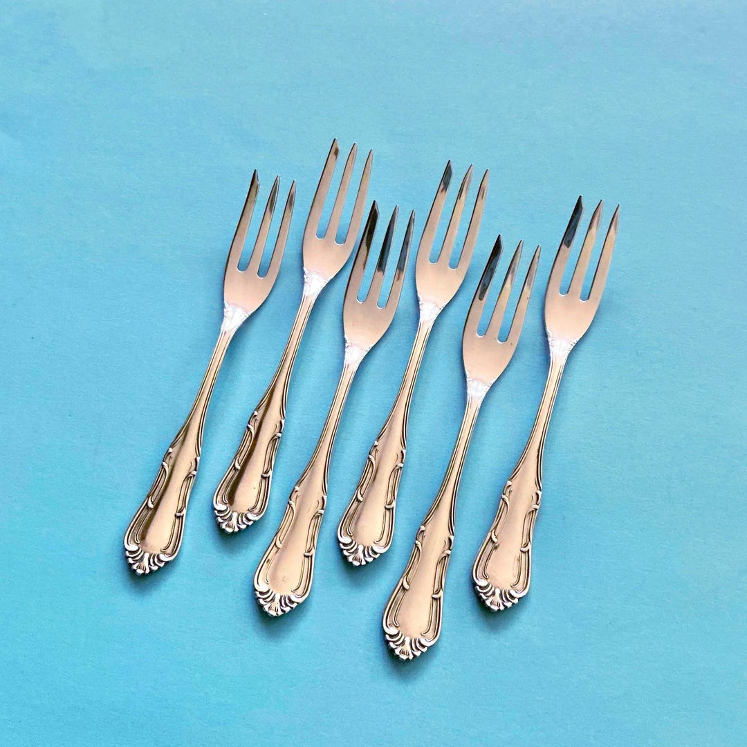 Solid Silver Fruit / Dessert / Cake Forks, Set of 2. Made in Italy - Etsy