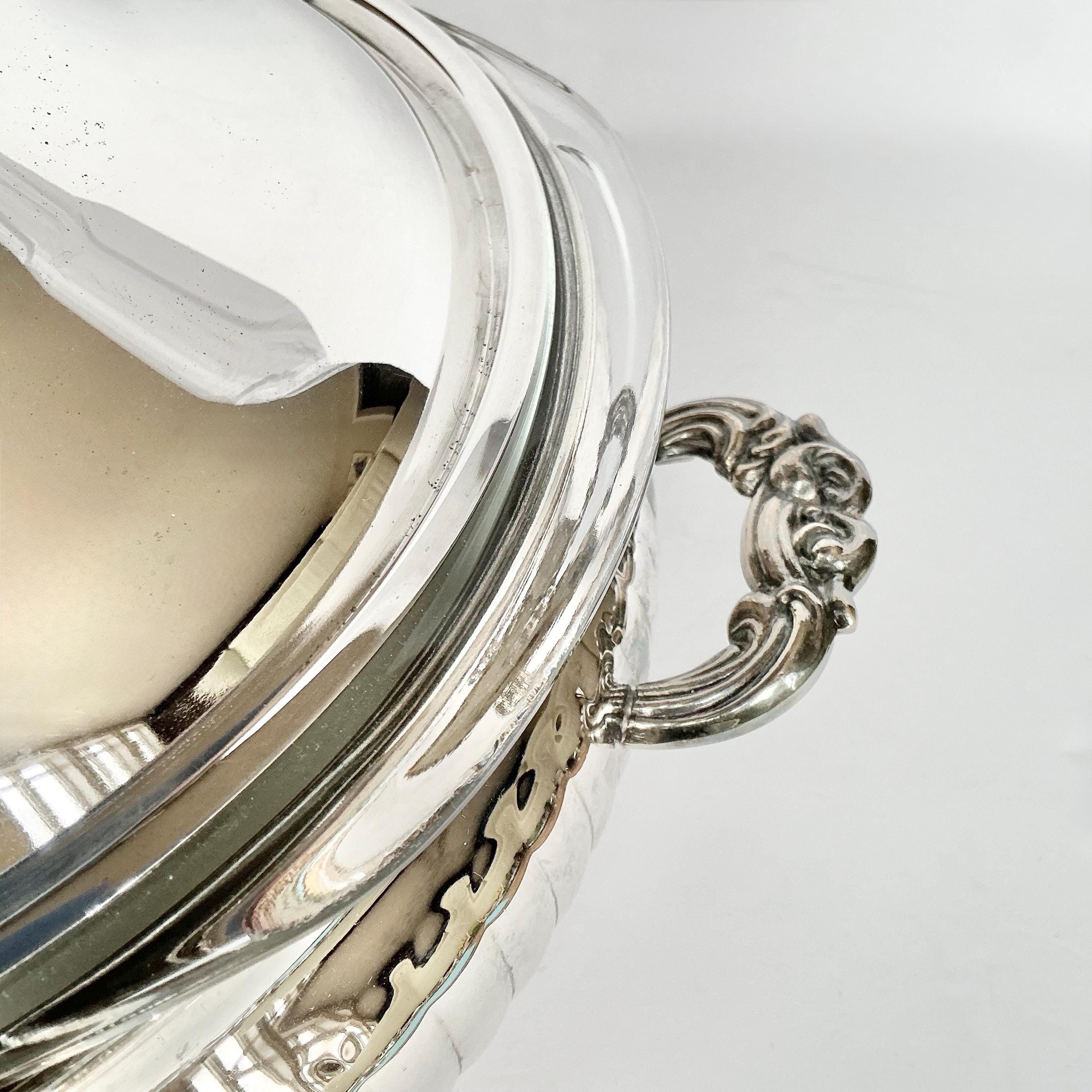 Vintage Silver Plate Covered Serving Dish With Glass Insert - Etsy