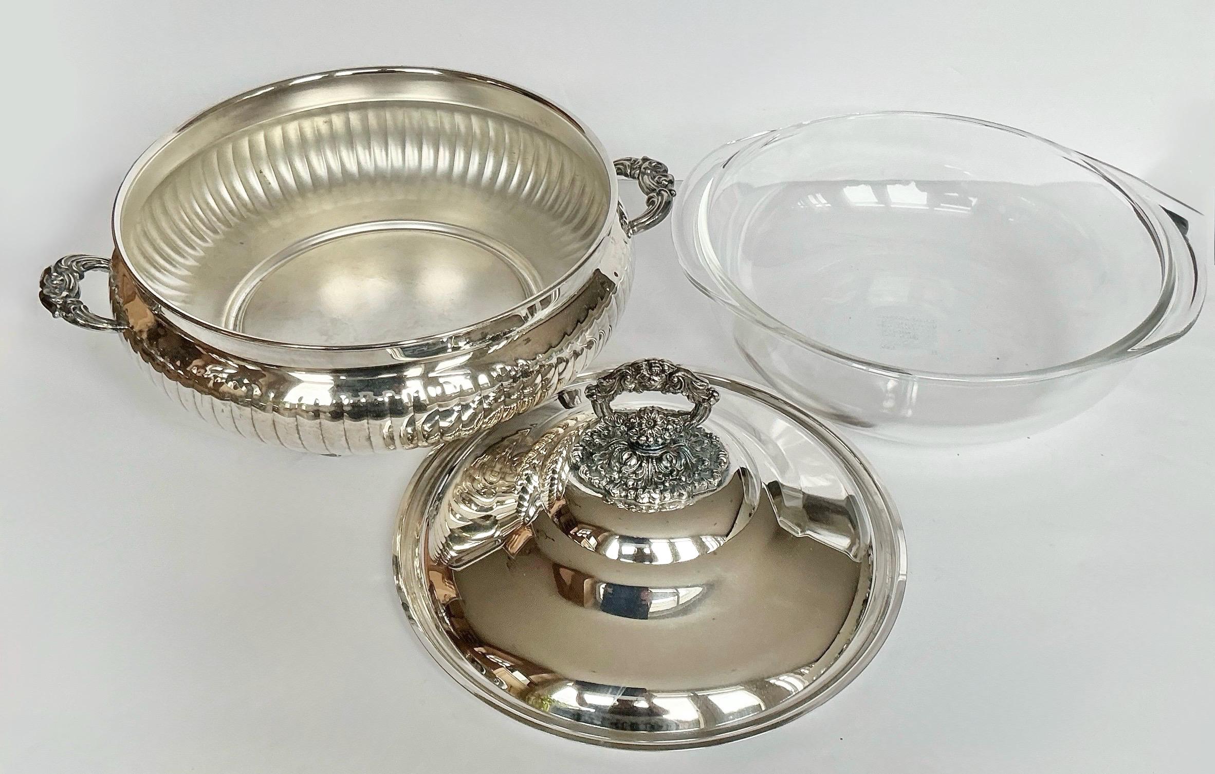 Vintage Silver Plate Covered Serving Dish With Glass Insert - Etsy
