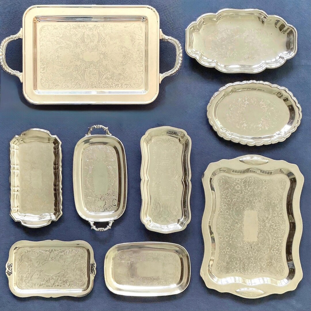 Vintage Small Silver Plated Serving Tray. Ornate Silverware. Priced ...