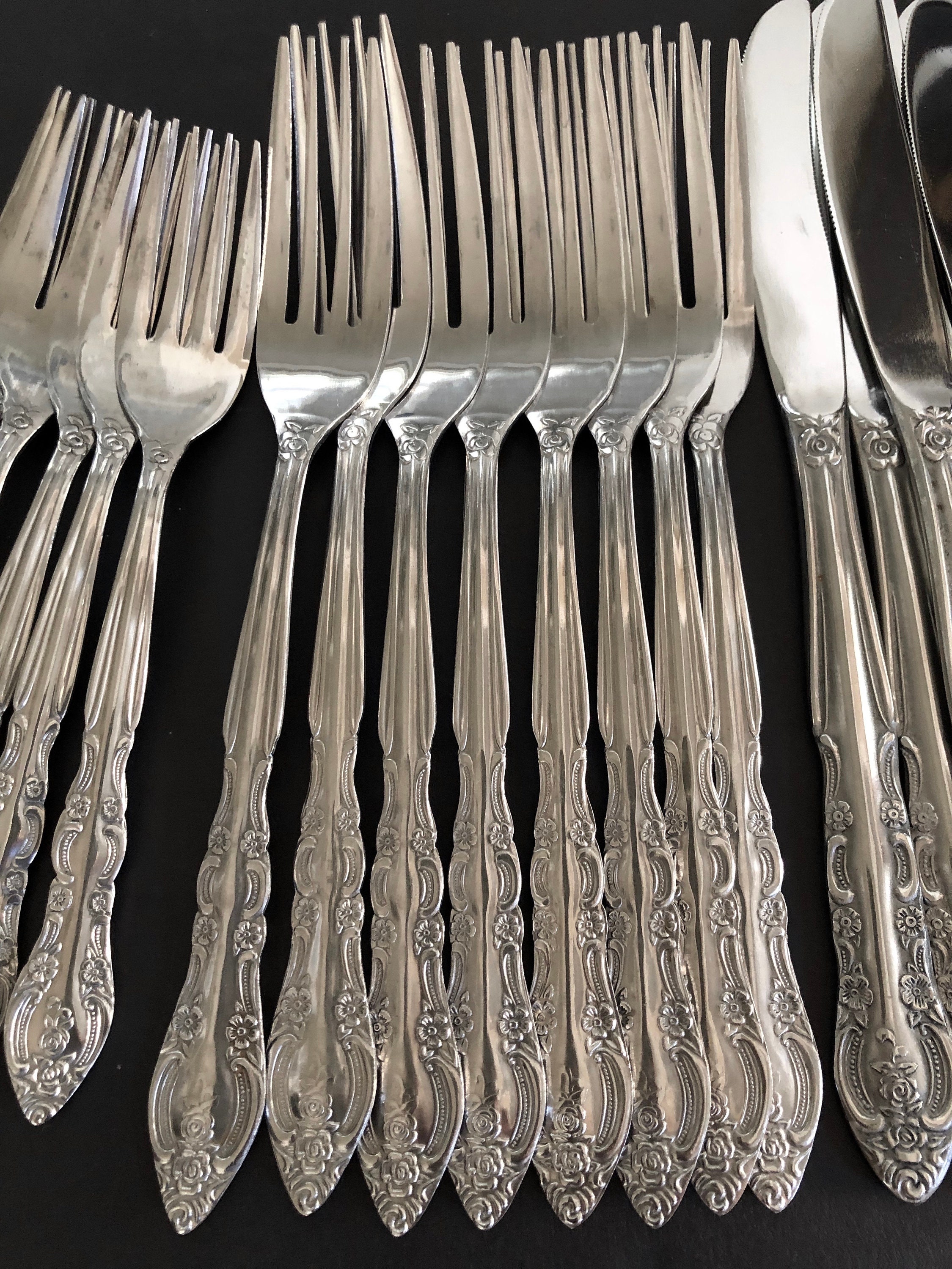 Stainless Steel Flatware Set for 6 From Japan in Pompadour Design - Etsy