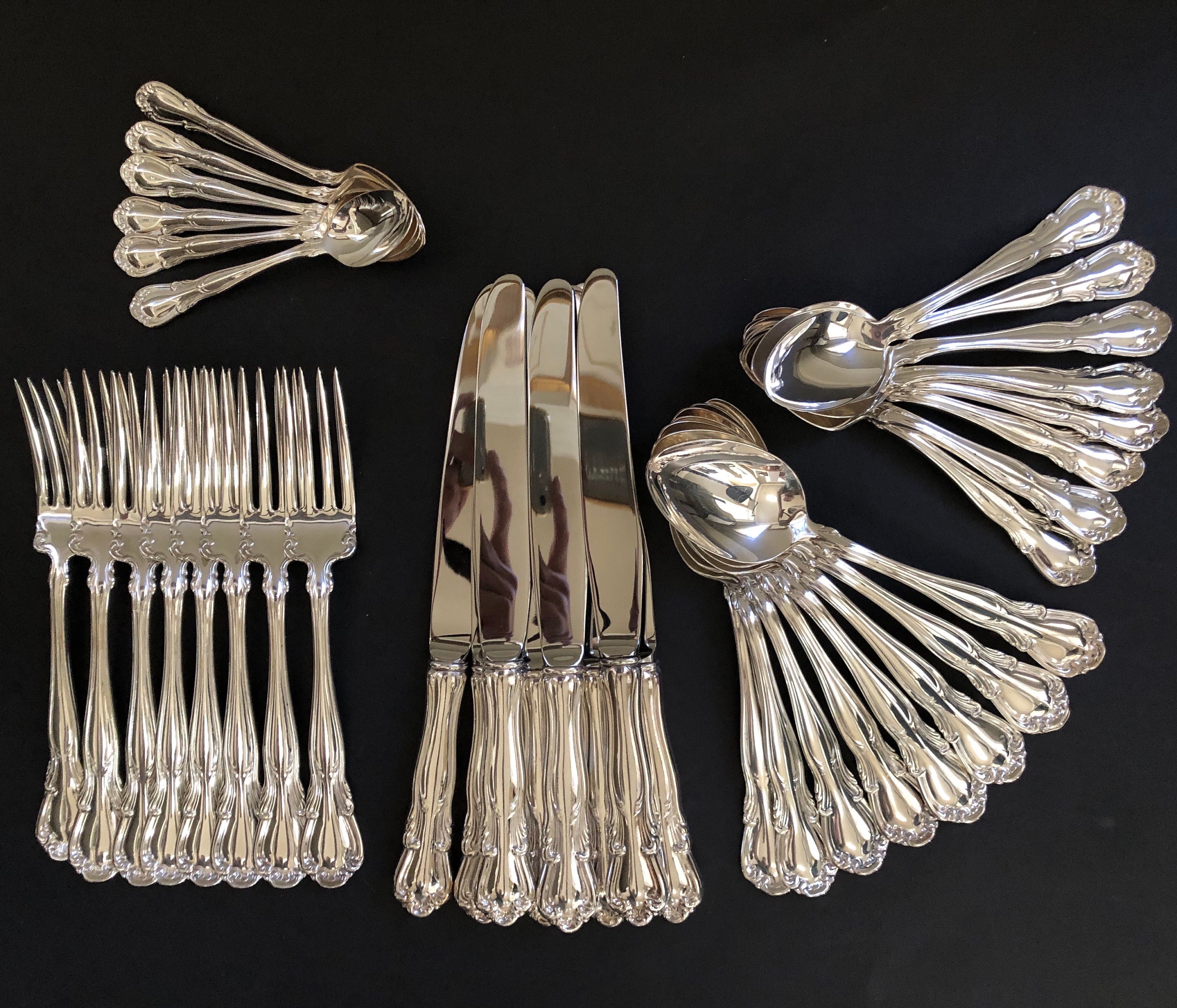 Vintage Silver Plated Flatware Sets for 8, Haddon Plate by Mcglashan ...